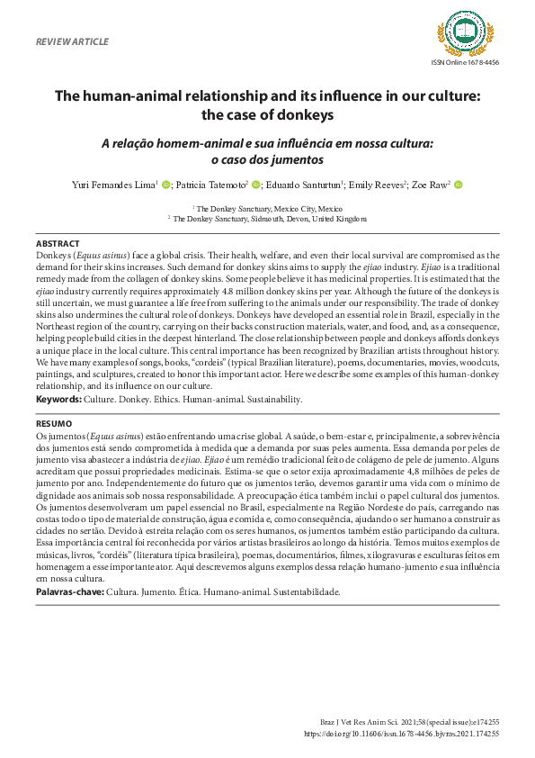 (PDF) The human-animal relationship and its influence in our culture ...