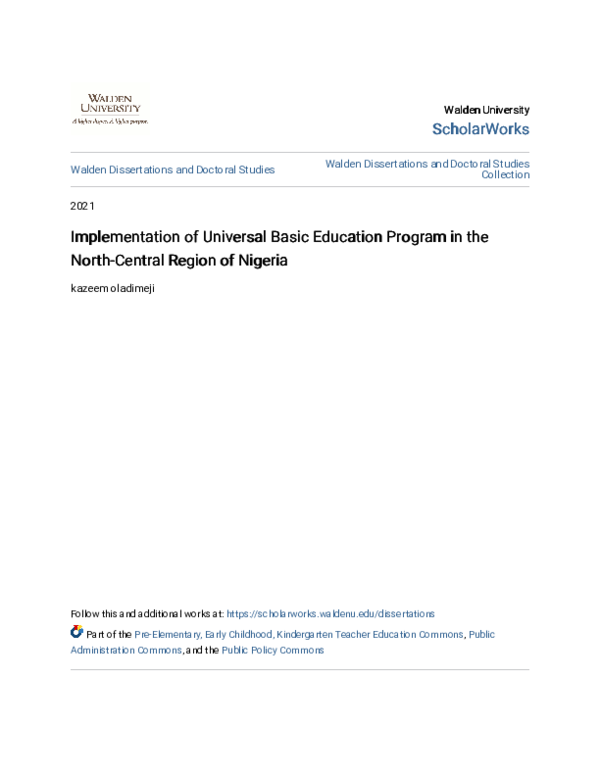 (PDF) Implementation of Universal Basic Education Program in the North-Central Region of Nigeria ...