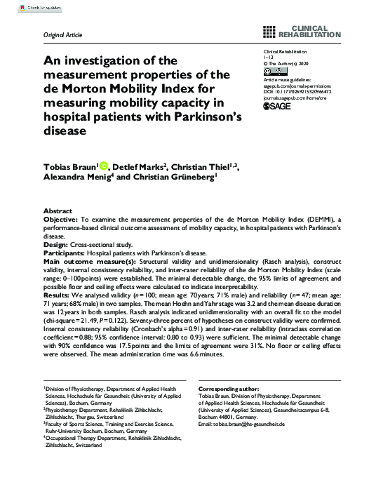 (PDF) Assessing de Morton Mobility Index in Parkinson's Patients