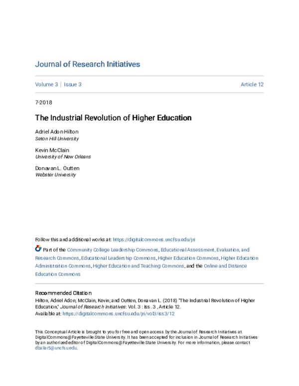 (PDF) The Industrial Revolution of Higher Education