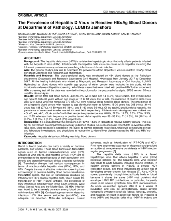 (PDF) The Prevalence of Hepatitis D Virus in Reactive HBsAg Blood ...