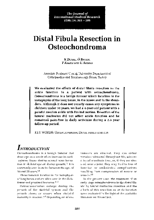 (PDF) Distal Fibula Resection in Osteochondroma