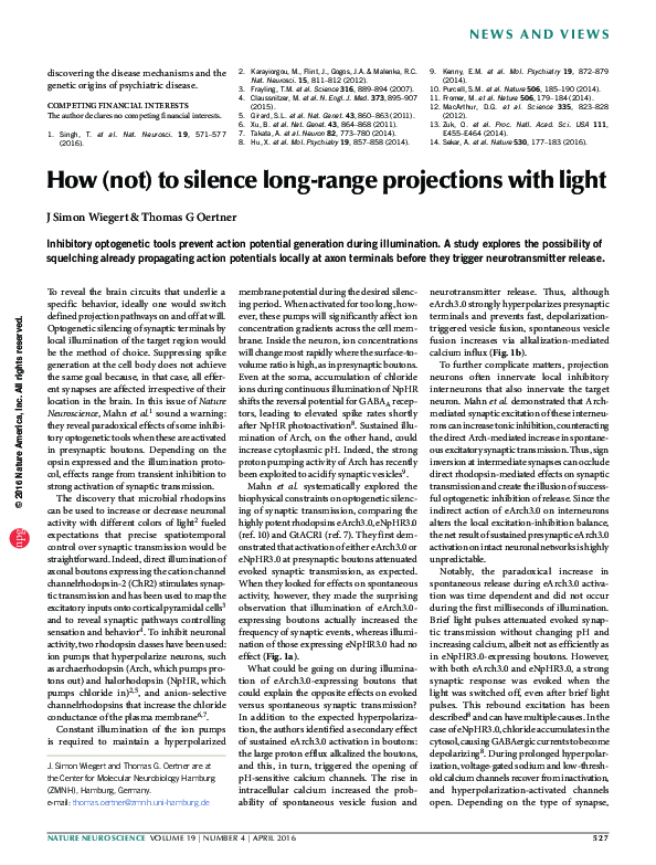 (PDF) How (not) to silence long-range projections with light | Simon ...