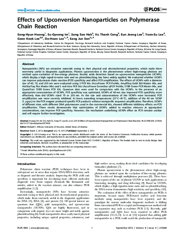 (PDF) Effects of upconversion nanoparticles on polymerase chain reaction