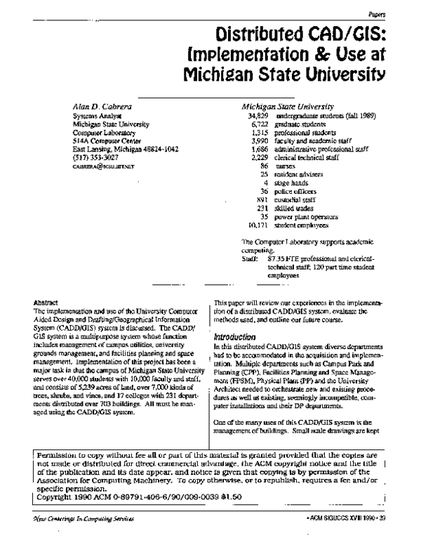 (PDF) Distributed CAD/GIS: implementation & use at Michigan State ...