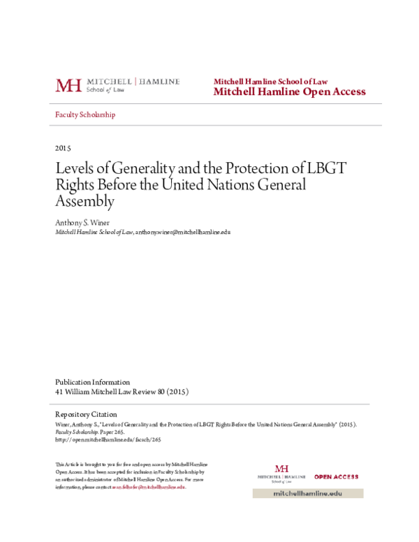 (PDF) Levels of Generality and the Protection of LBGT Rights Before the ...