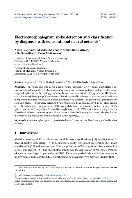 (PDF) Electroencephalogram spike detection and classification by diagnosis with convolutional ...