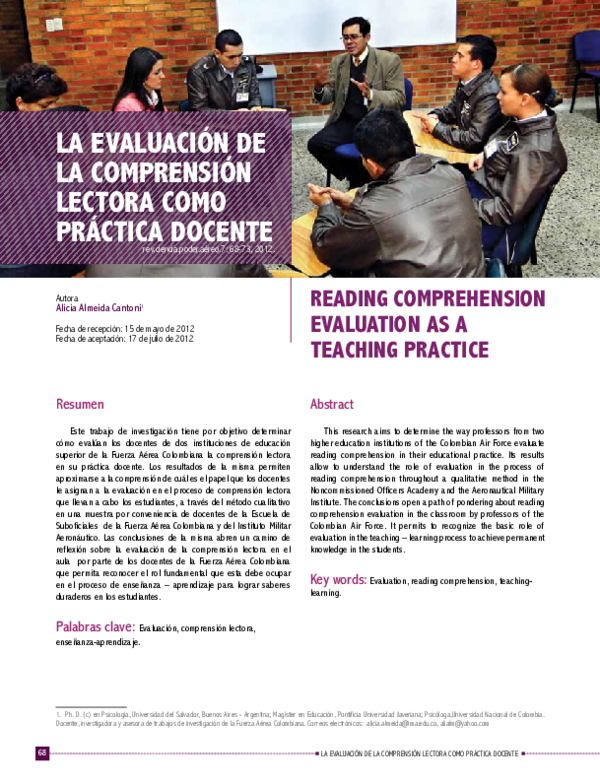 (PDF) Reading Comprehension Evaluation as a Teaching Practice