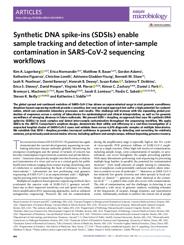 (PDF) Synthetic DNA spike-ins (SDSIs) enable sample tracking and ...