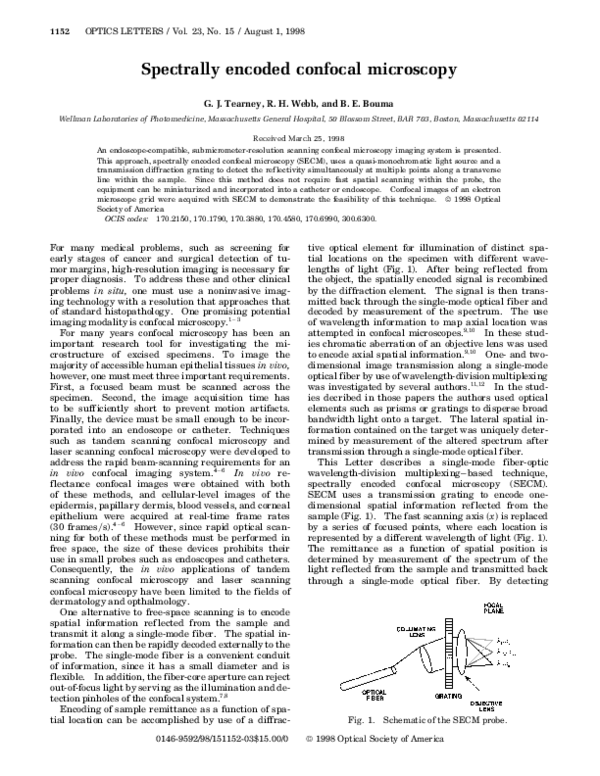 (PDF) Spectrally encoded confocal microscopy