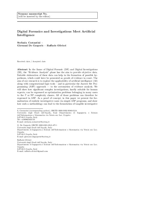 (PDF) Digital forensics and investigations meet artificial intelligence