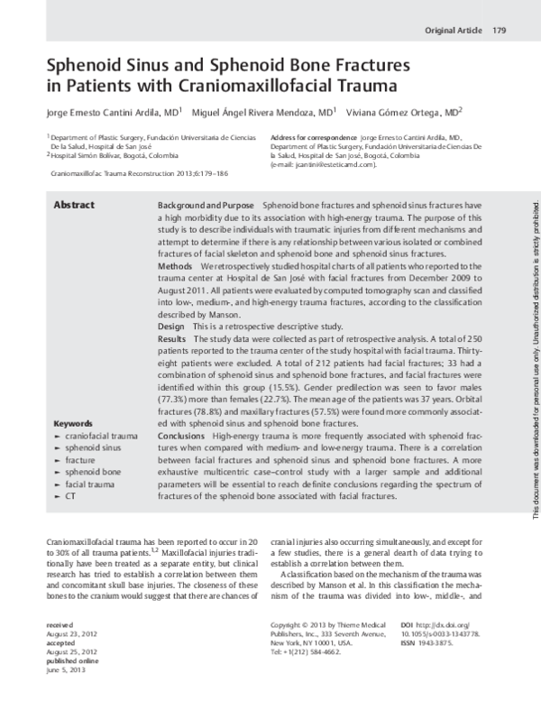 (PDF) Sphenoid sinus and sphenoid bone fractures in patients with ...
