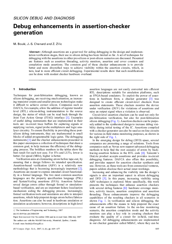 (PDF) Debug enhancements in assertion-checker generation