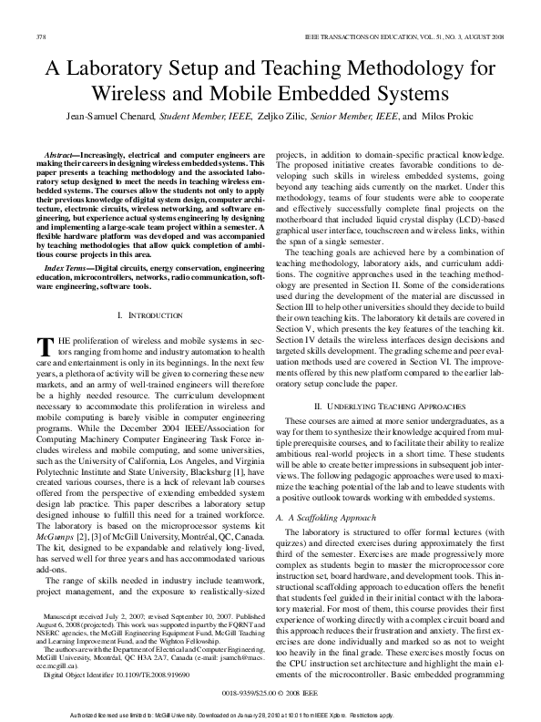 (PDF) A Laboratory Setup and Teaching Methodology for Wireless and ...
