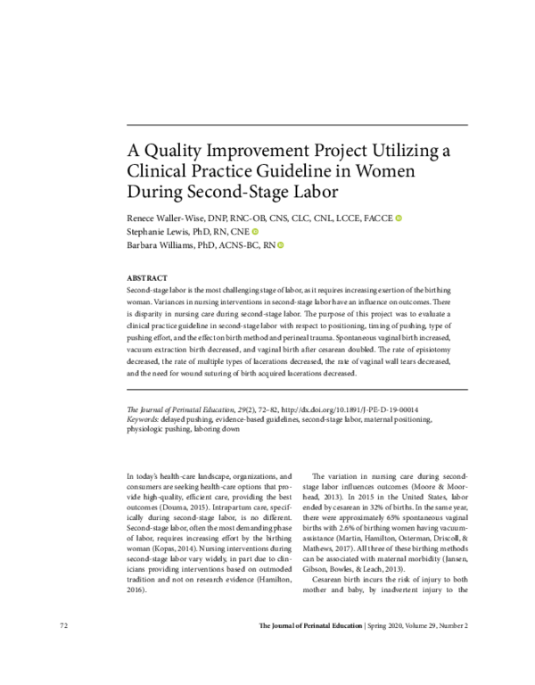 (PDF) A Quality Improvement Project Utilizing a Clinical Practice ...
