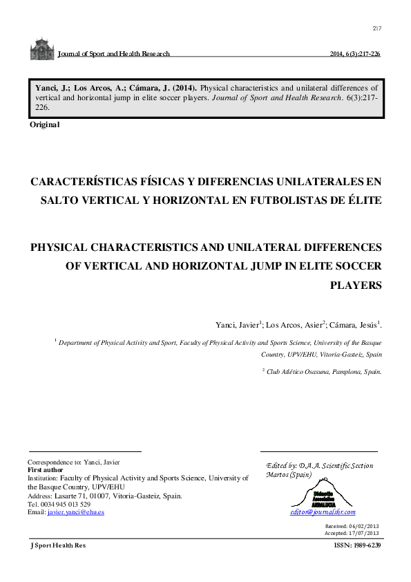 (PDF) Características Físicas y Diferencias Unilaterales en Salto ...