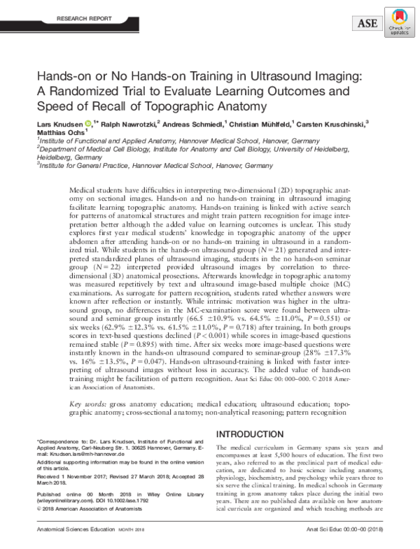 (PDF) Hands-on or no hands-on training in ultrasound imaging: A ...