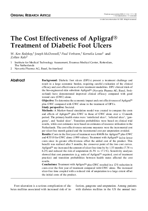 (PDF) The Cost Effectiveness of Apligraf?? Treatment of Diabetic Foot ...