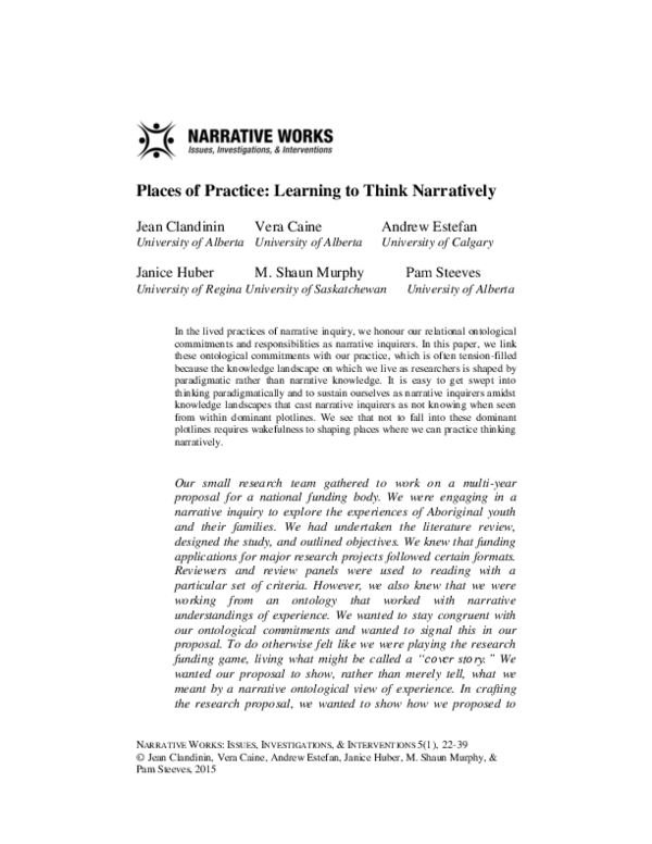 (PDF) Places of Practice: Learning to Think Narratively