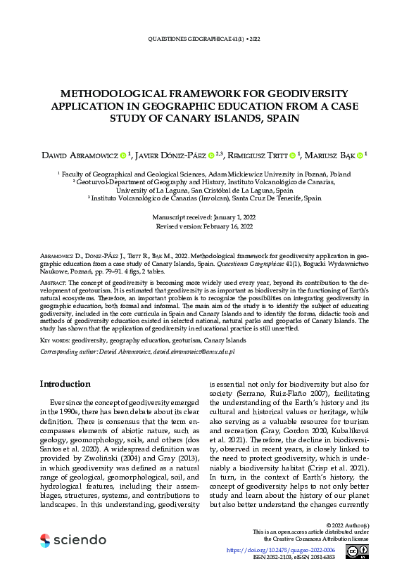 (PDF) Methodological Framework for Geodiversity Application in ...