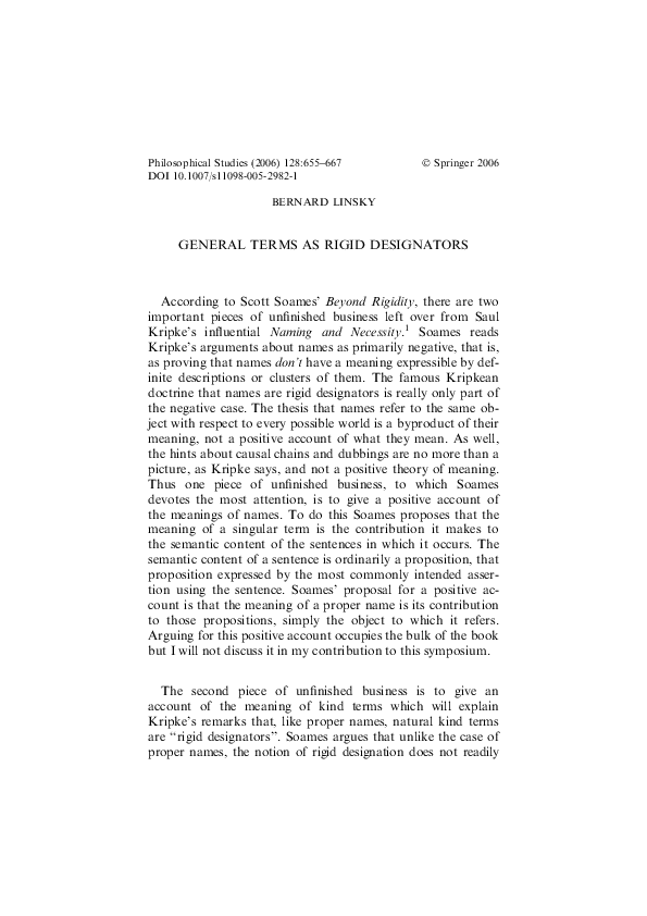 (PDF) General Terms as Rigid Designators