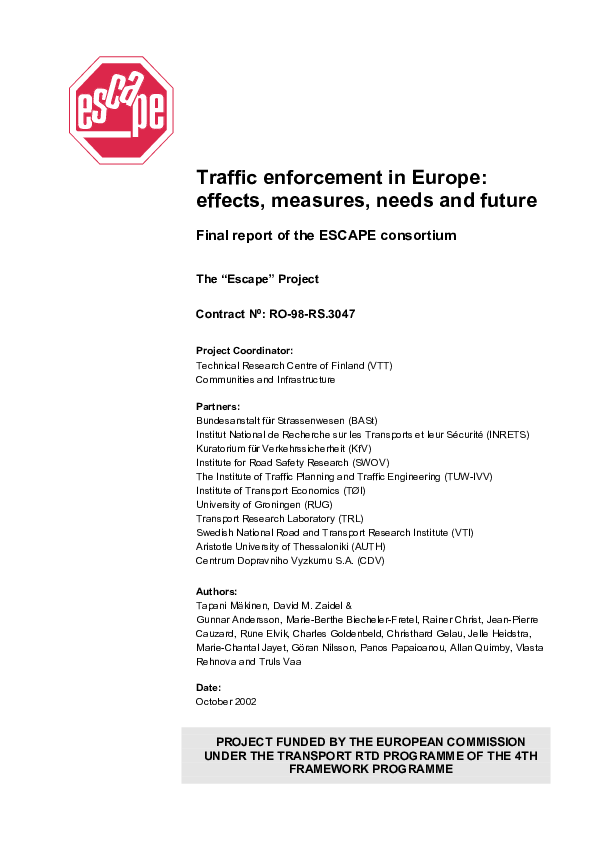 (PDF) Traffic enforcement in Europe: effects, measures, needs and future