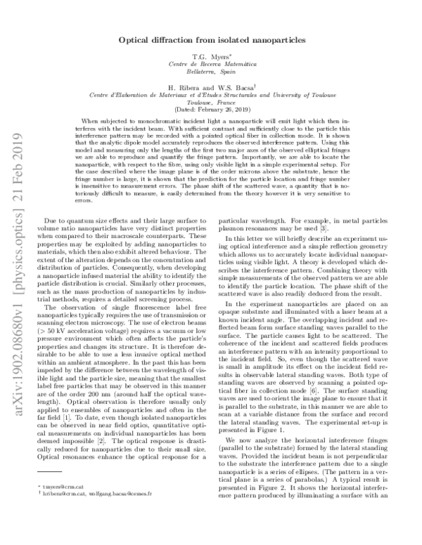 (PDF) Mapping Nanoparticle Locations via Optical Diffraction