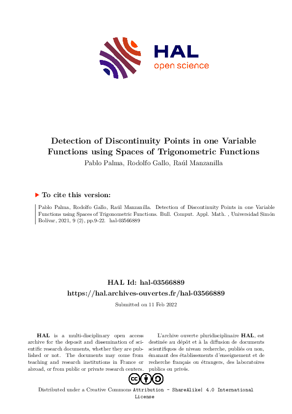 Pdf Detection Of Discontinuity Points In One Variable Functions Using 3782