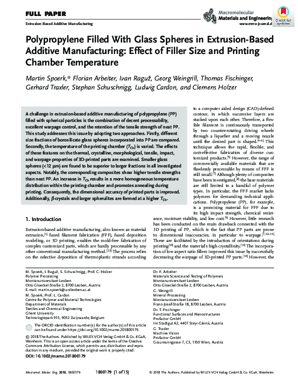(PDF) Polypropylene Filled With Glass Spheres in Extrusion-Based Additive Manufacturing: Effect ...
