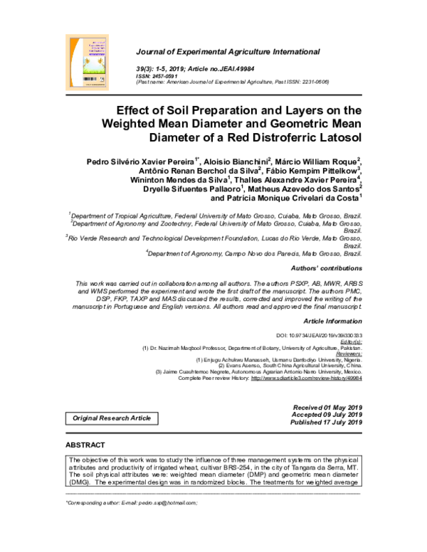 (PDF) Effect of Soil Preparation and Layers on the Weighted Mean ...