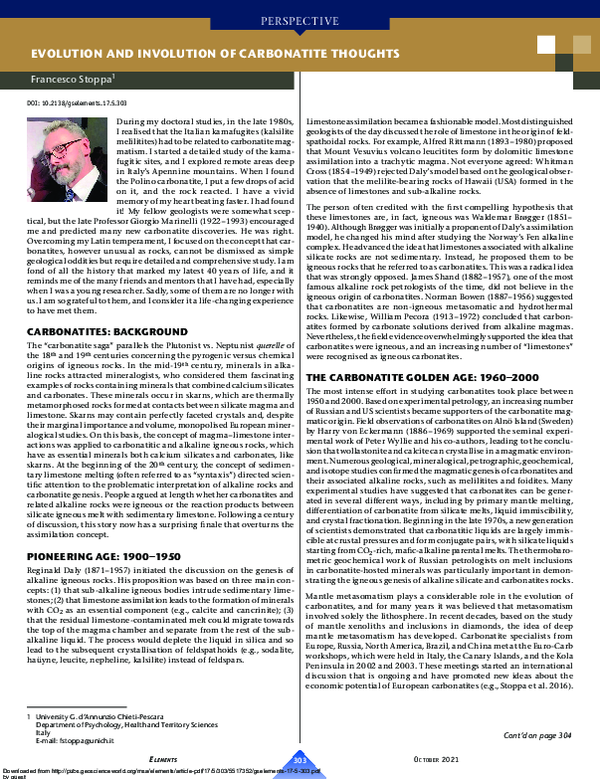 (PDF) Evolution and Involution of Carbonatite Thoughts