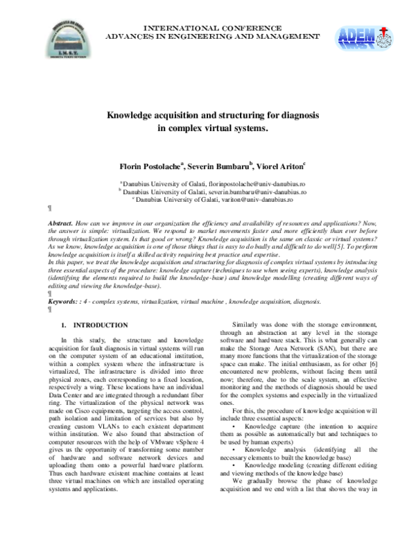 (PDF) Knowledge acquisition and structuring for diagnosis in complex virtual systems