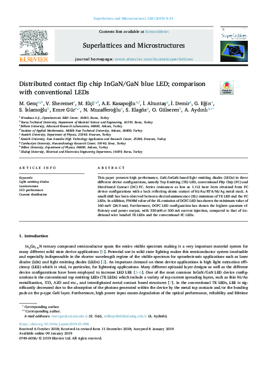 (PDF) Distributed contact flip chip InGaN/GaN blue LED; comparison with ...