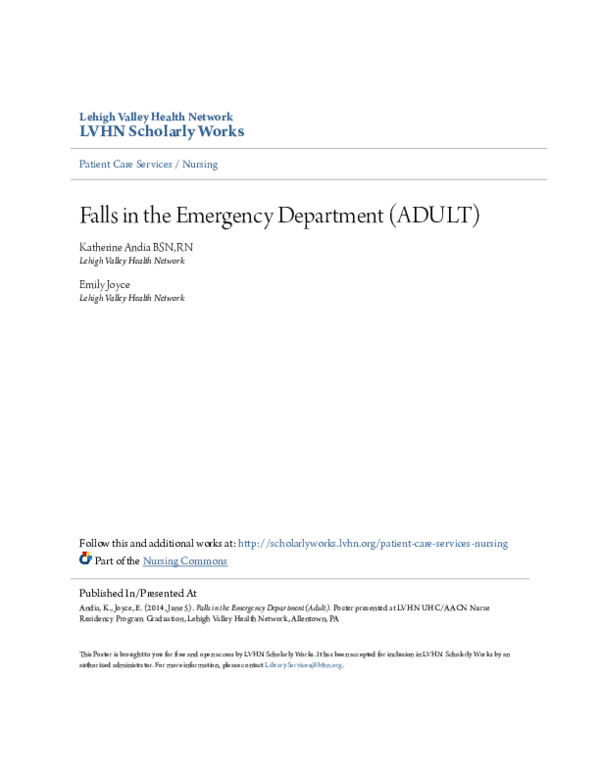 (PDF) Falls in the Emergency Department (ADULT)