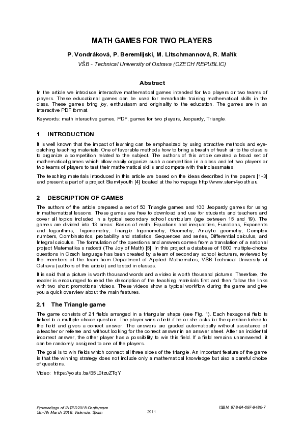(PDF) Math Games for Two Players