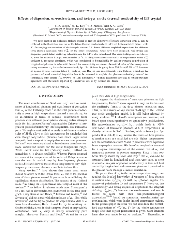 (PDF) Effects of dispersion, correction term, and isotopes on the ...
