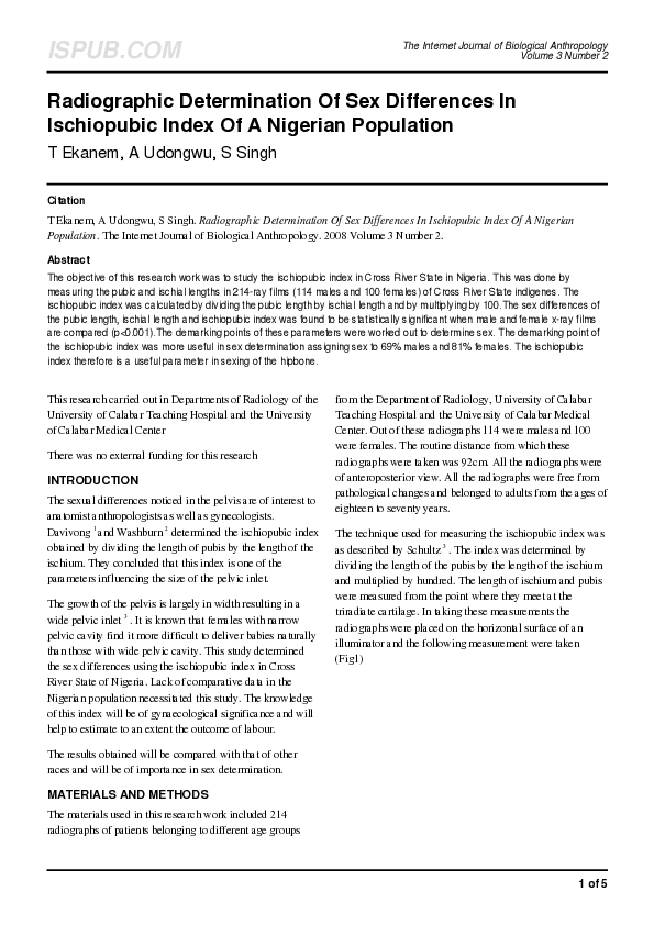 (PDF) Radiographic Determination Of Sex Differences In Ischiopubic ...