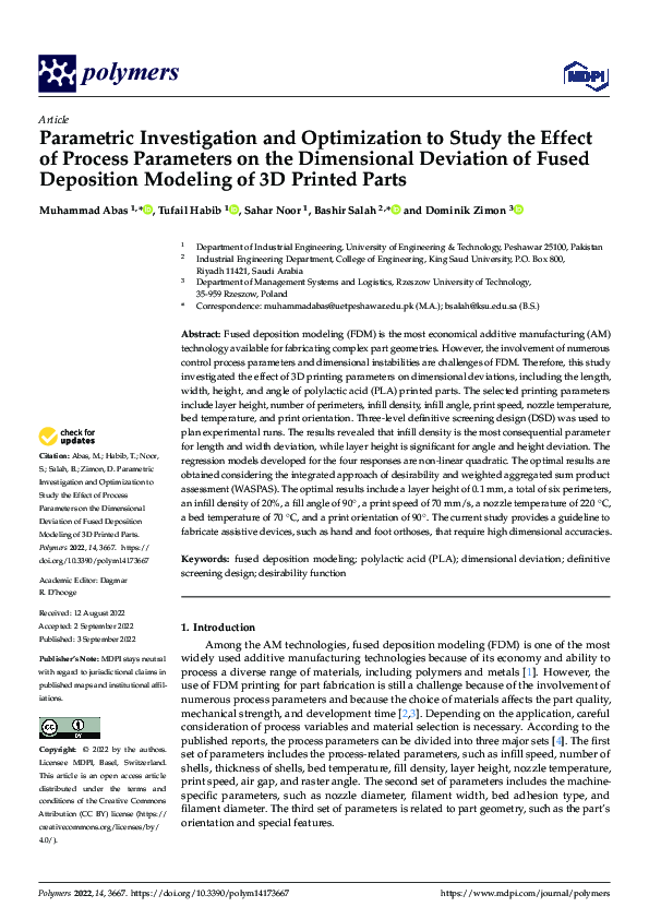 (PDF) Parametric Investigation and Optimization to Study the Effect of Process Parameters on the ...