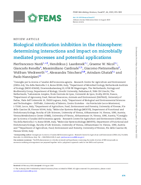 (PDF) Biological nitrification inhibition in the rhizosphere ...