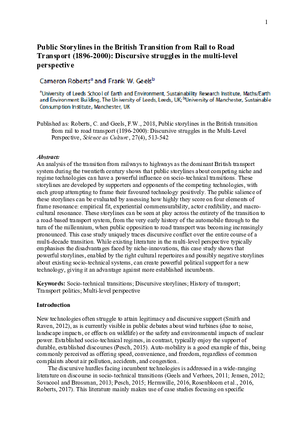 (DOC) Public Storylines in the British Transition from Rail to Road ...