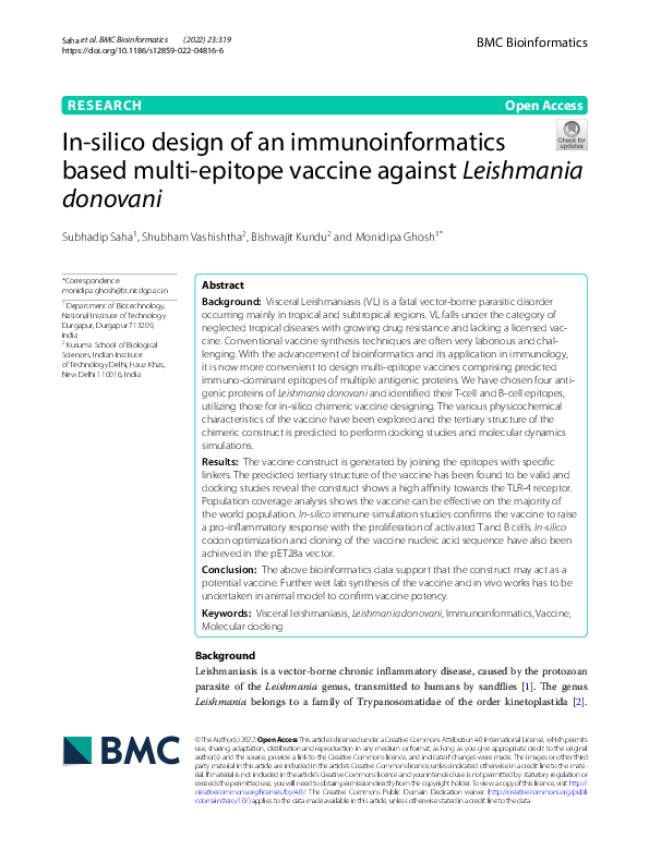 (PDF) In-silico design of an immunoinformatics based multi-epitope ...