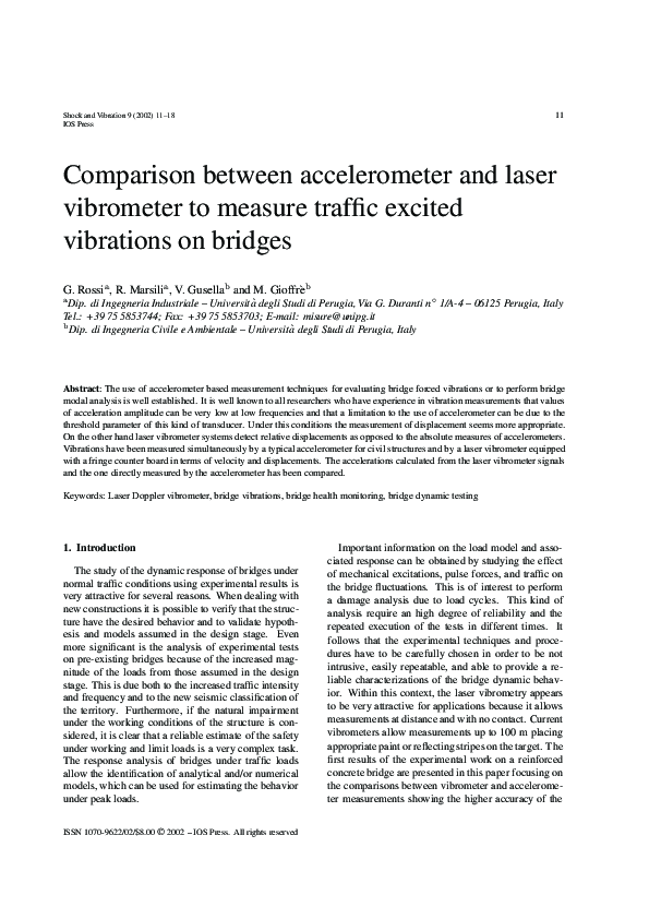 (PDF) Comparison between Accelerometer and Laser Vibrometer to Measure ...