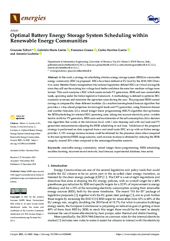 (PDF) Optimal Battery Energy Storage System Scheduling within Renewable ...