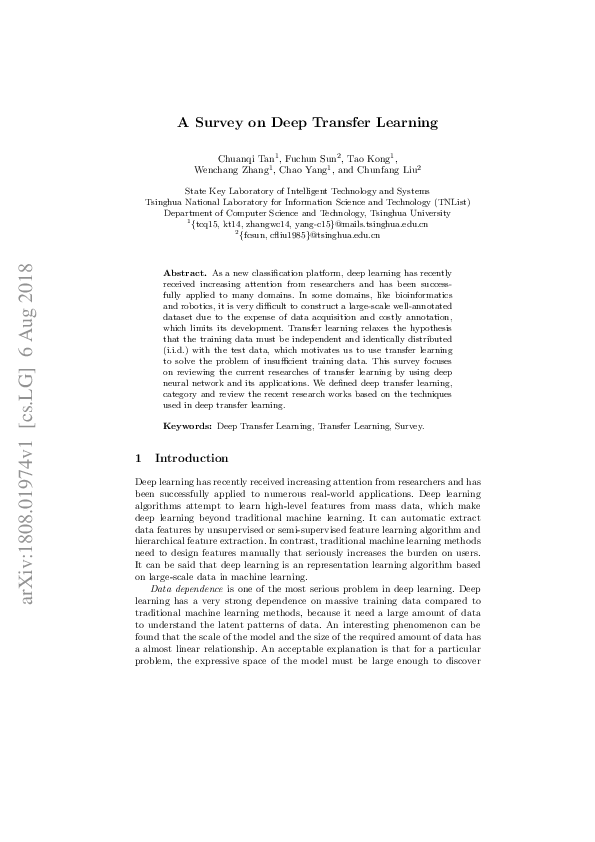 (PDF) A Survey on Deep Transfer Learning