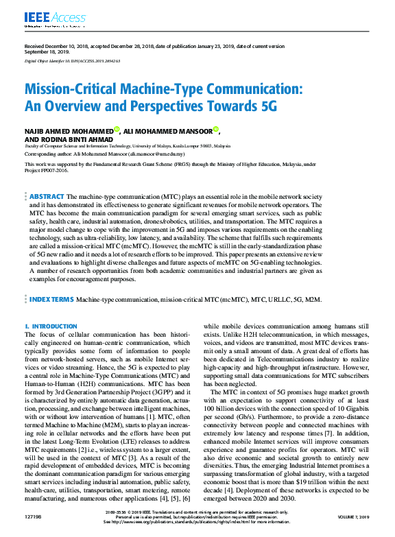 (PDF) Mission-Critical Machine-Type Communication: An Overview and ...