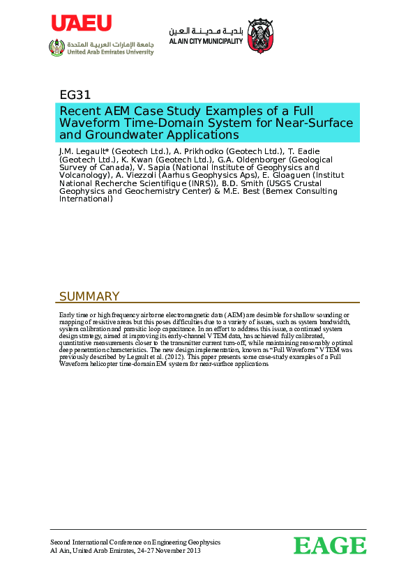 (PDF) Recent AEM Case Study Examples of a Full Waveform Time-Domain System for Near-Surface and ...