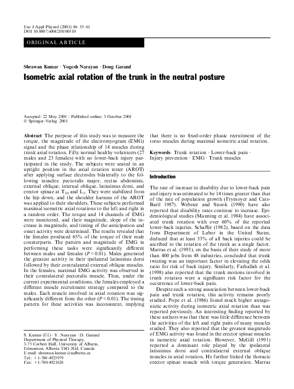 (PDF) Isometric axial rotation of the trunk in the neutral posture