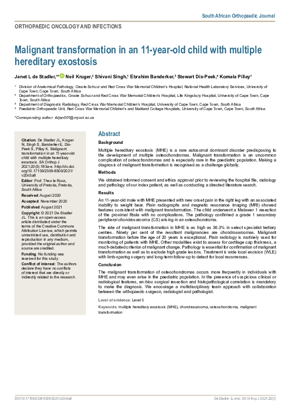 (PDF) Malignant transformation in an 11-year-old child with multiple ...