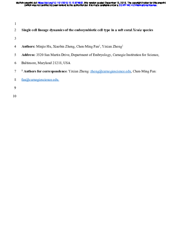 (PDF) Single cell lineage dynamics of the endosymbiotic cell type in a ...
