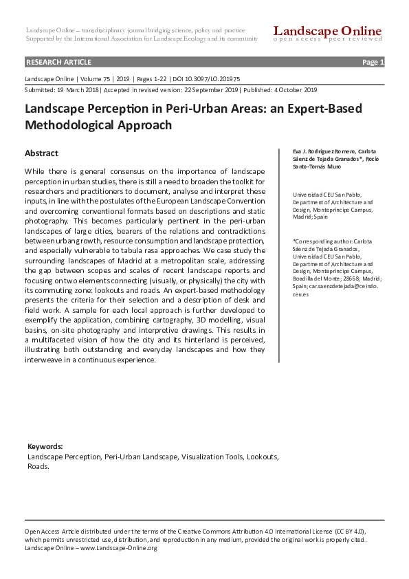 (PDF) Expert-Based Assessment of Landscape Perception in Peri-Urban Areas